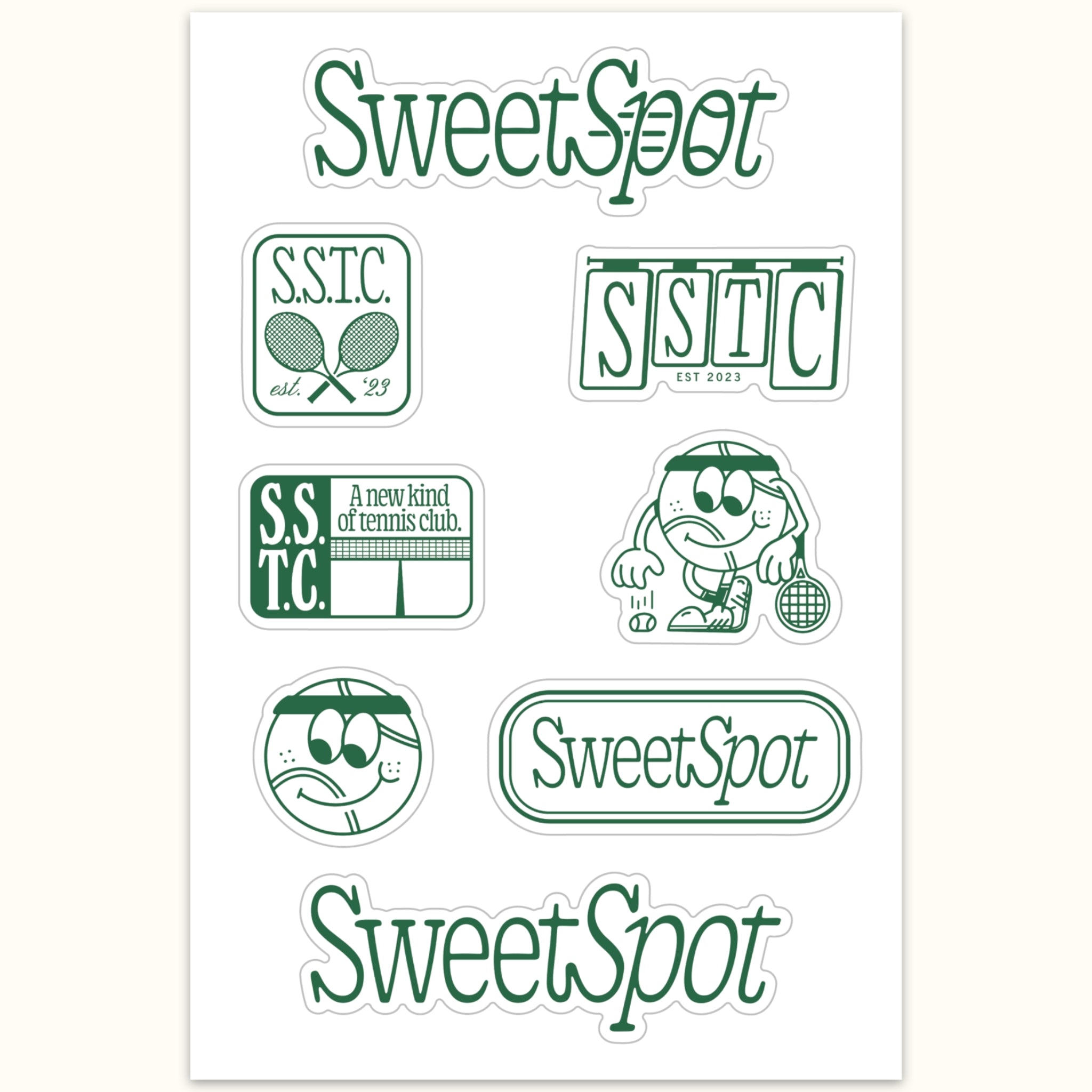 SWEETSPOT STICKER SHEET – Sweetspot Tennis Club